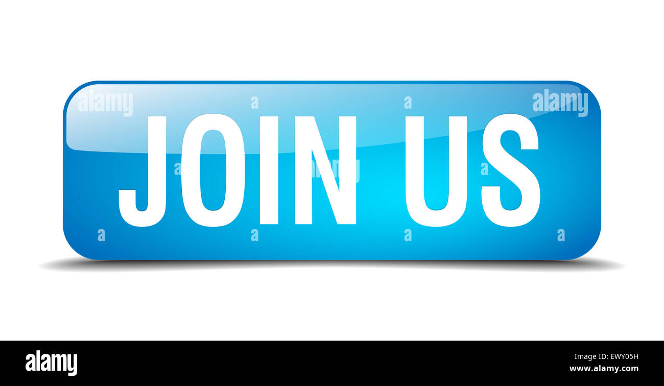 join us blue square 3d realistic isolated web button Stock Photo - Alamy