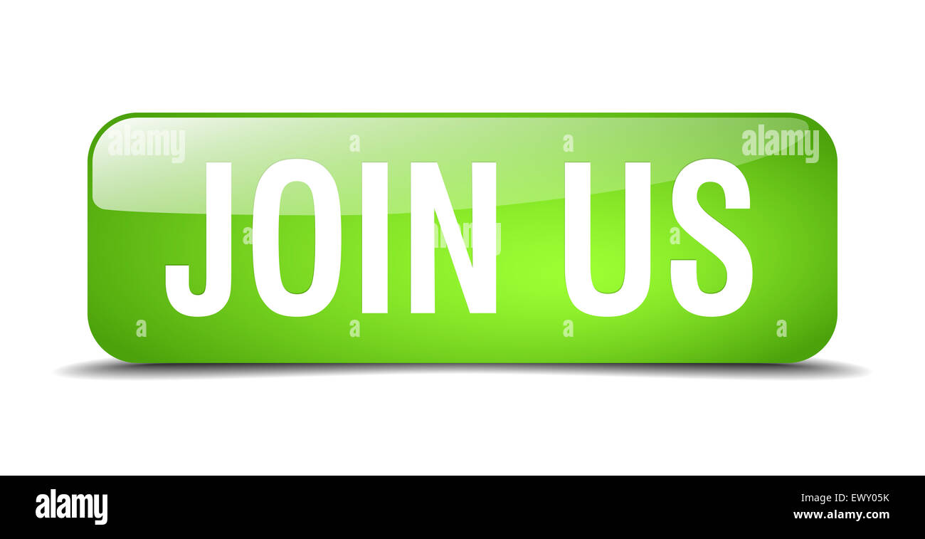 join us green square 3d realistic isolated web button Stock Photo - Alamy