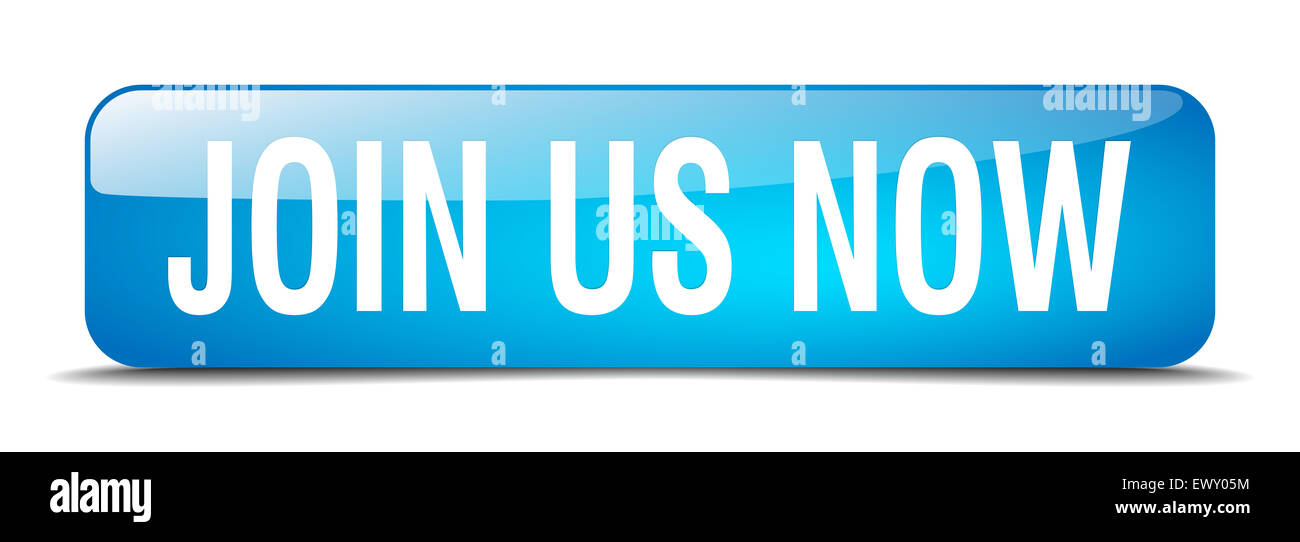 join us now blue square 3d realistic isolated web button Stock Photo ...