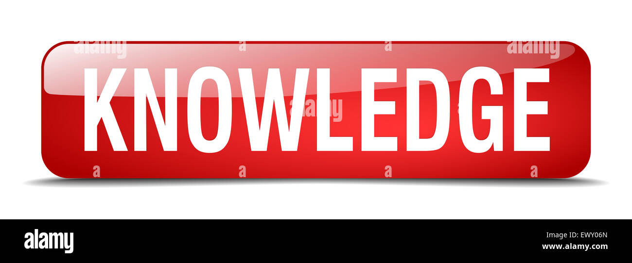 knowledge red square 3d realistic isolated web button Stock Photo - Alamy