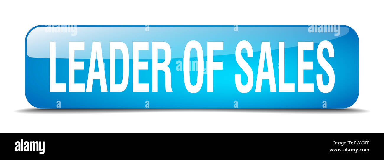 leader of sales blue square 3d realistic isolated web button Stock ...