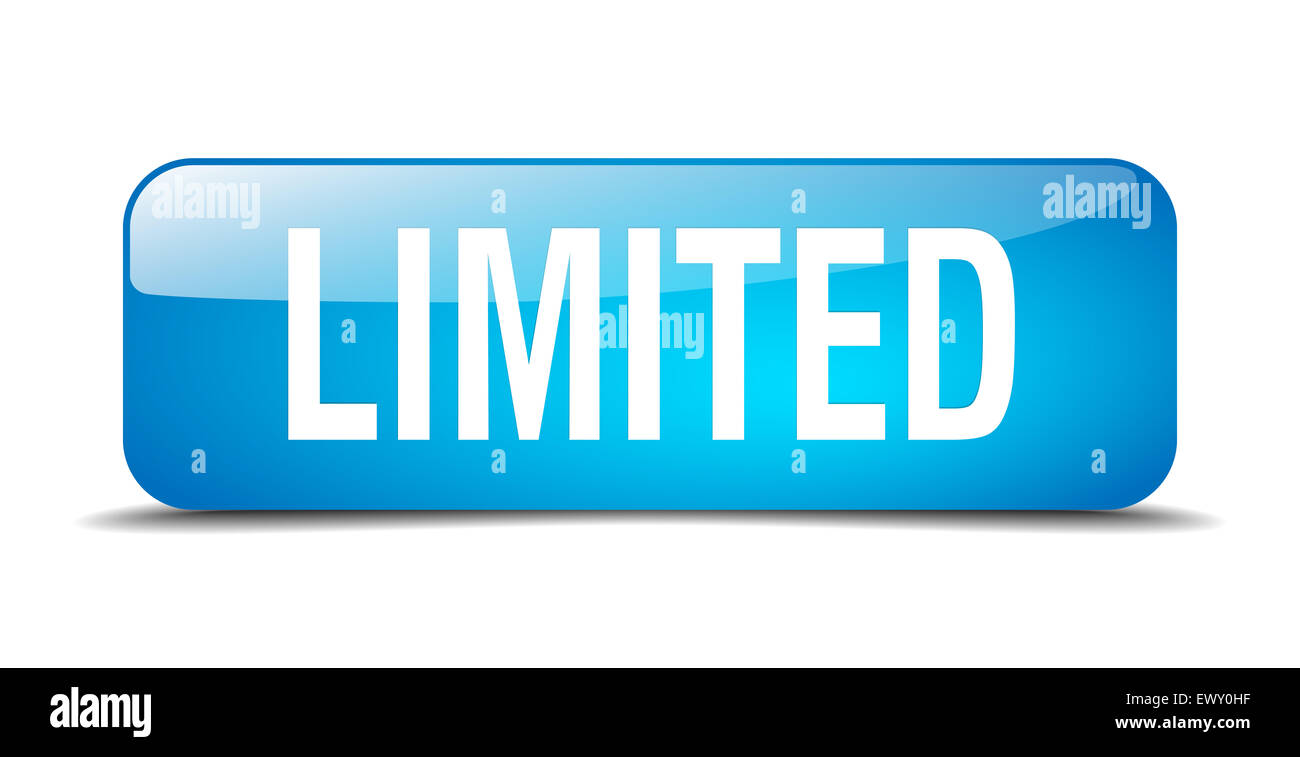 limited blue square 3d realistic isolated web button Stock Photo - Alamy