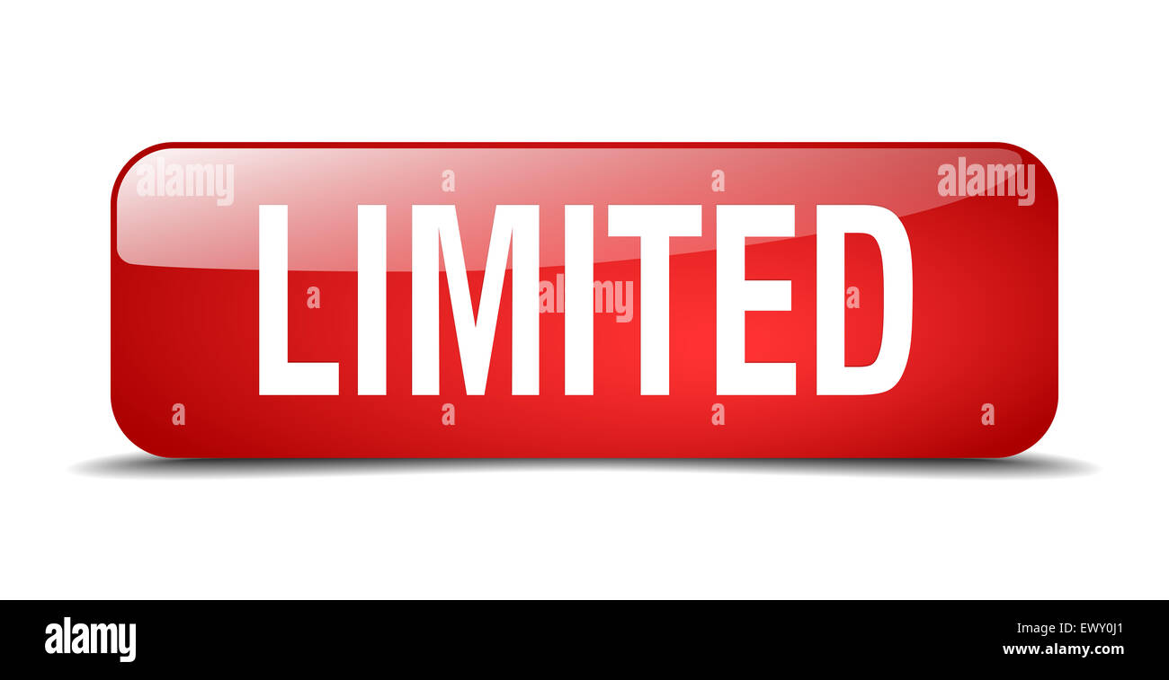 limited red square 3d realistic isolated web button Stock Photo - Alamy