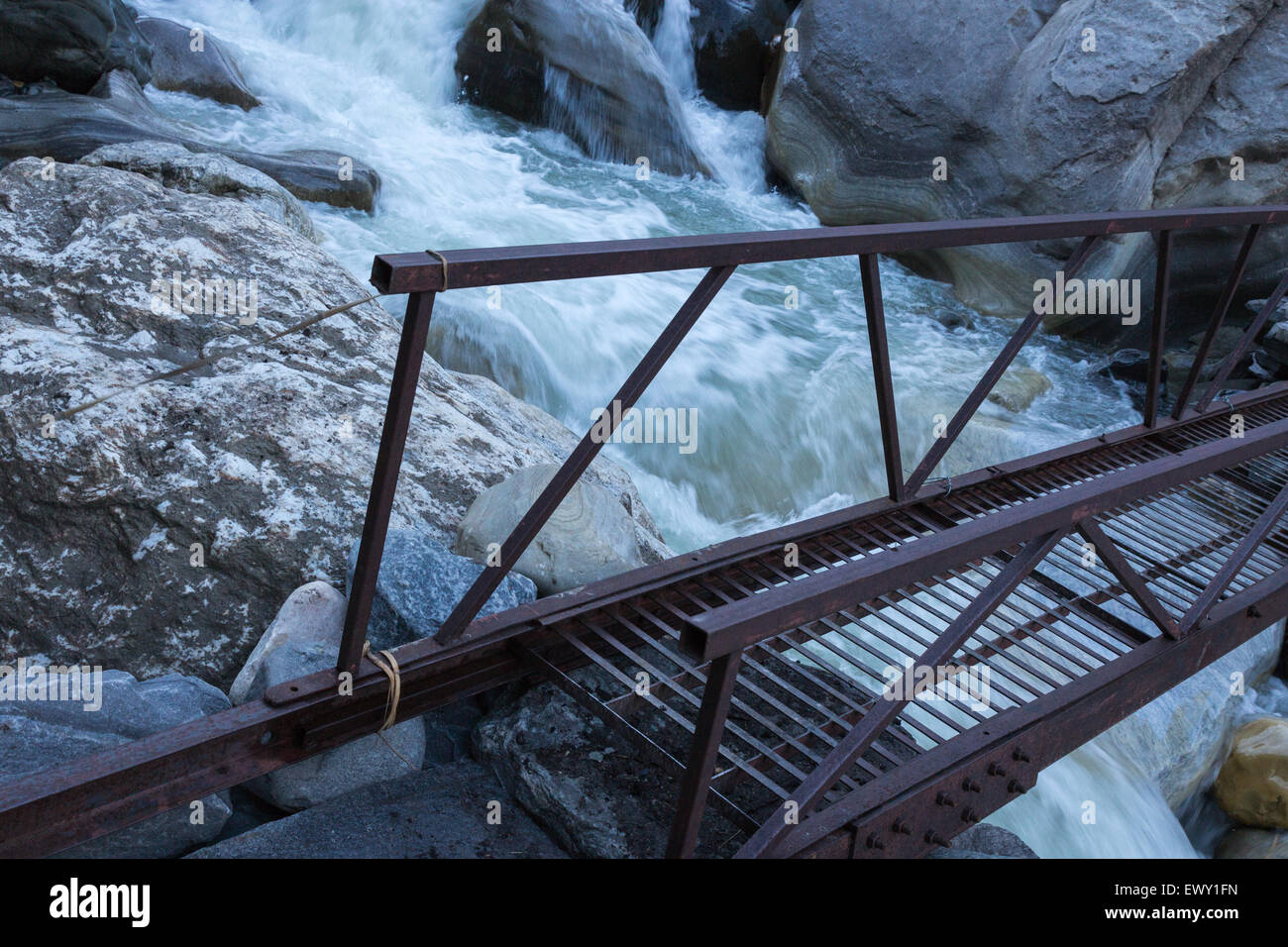 Bridge on the track to the base camp of Annapurna. Nepal Stock Photo ...