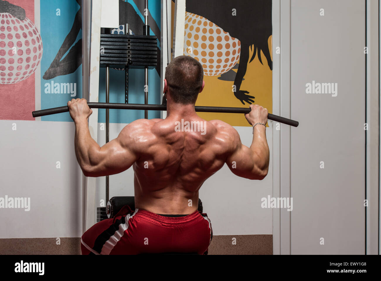 Male Bodybuilder Doing Heavy Weight Exercise For Back Stock Photo - Alamy