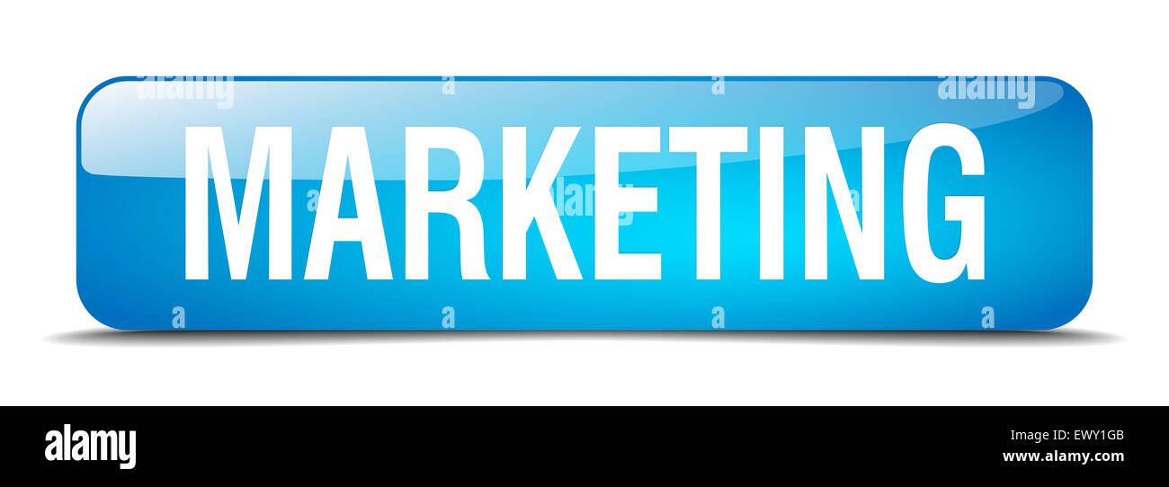 marketing blue square 3d realistic isolated web button Stock Photo - Alamy