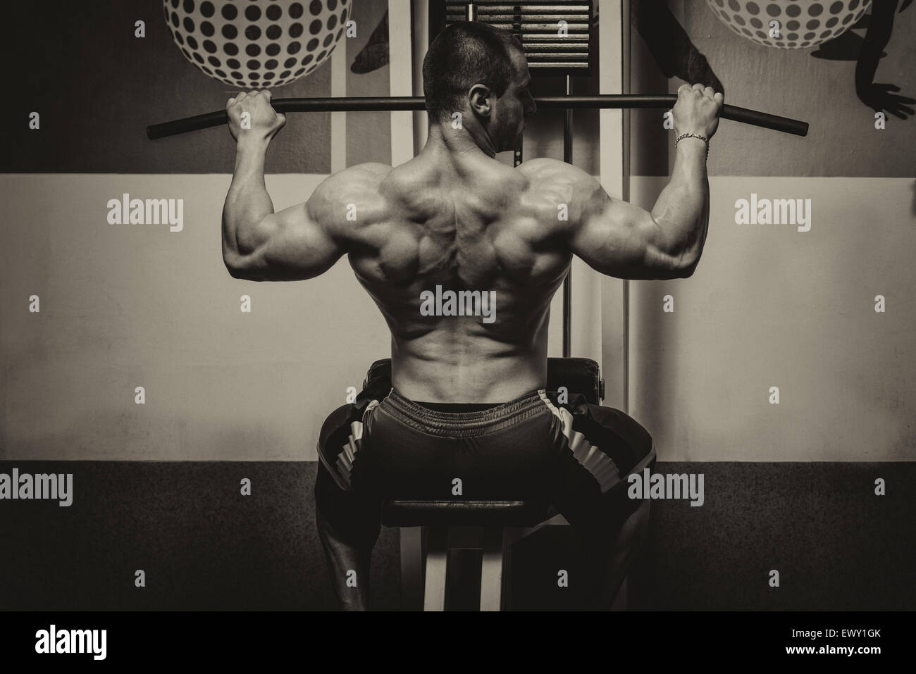 Male Bodybuilder Doing Heavy Weight Exercise For Back Stock Photo - Alamy