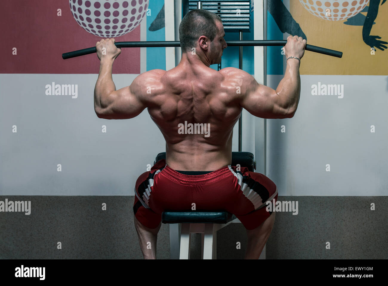 Male Bodybuilder Doing Heavy Weight Exercise For Back Stock Photo - Alamy