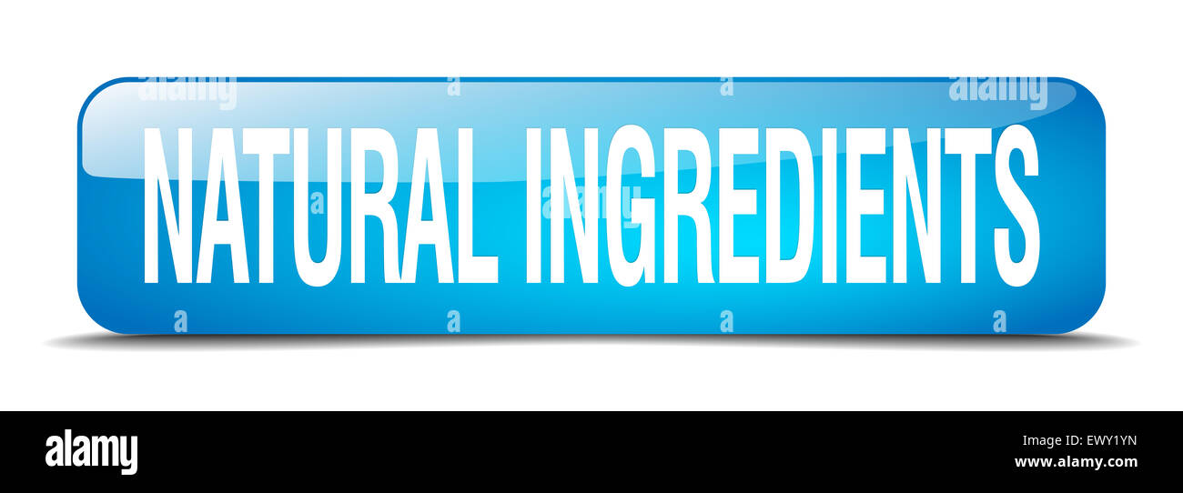 natural ingredients blue square 3d realistic isolated web button Stock ...