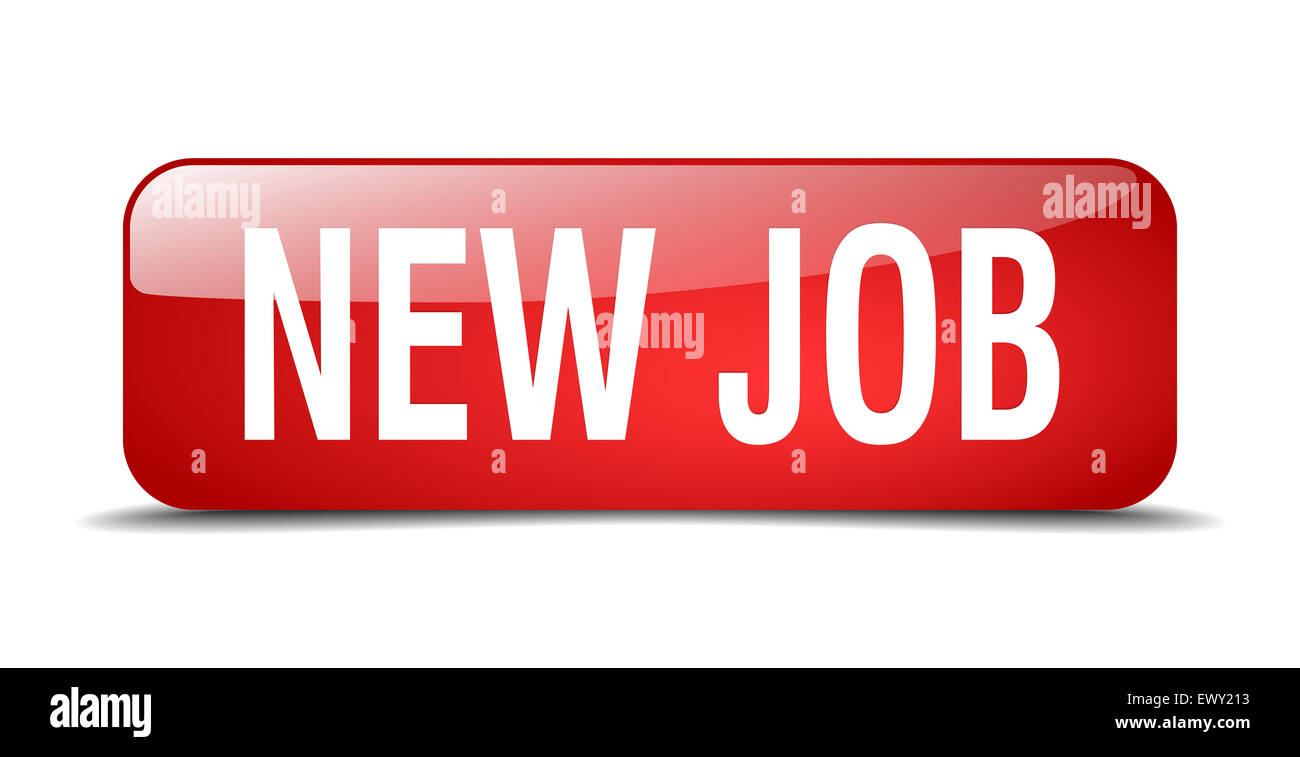 new job red square 3d realistic isolated web button Stock Photo - Alamy