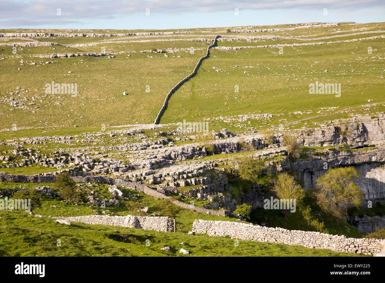 Carboniferous limestone scenery, top of Malham Cove Yorkshire Dales ...