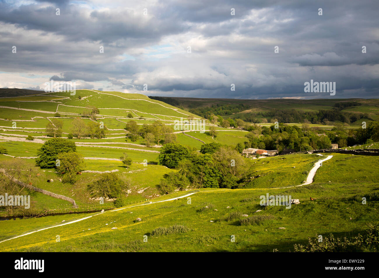 Malham village limestone scenery, Yorkshire Dales national park ...