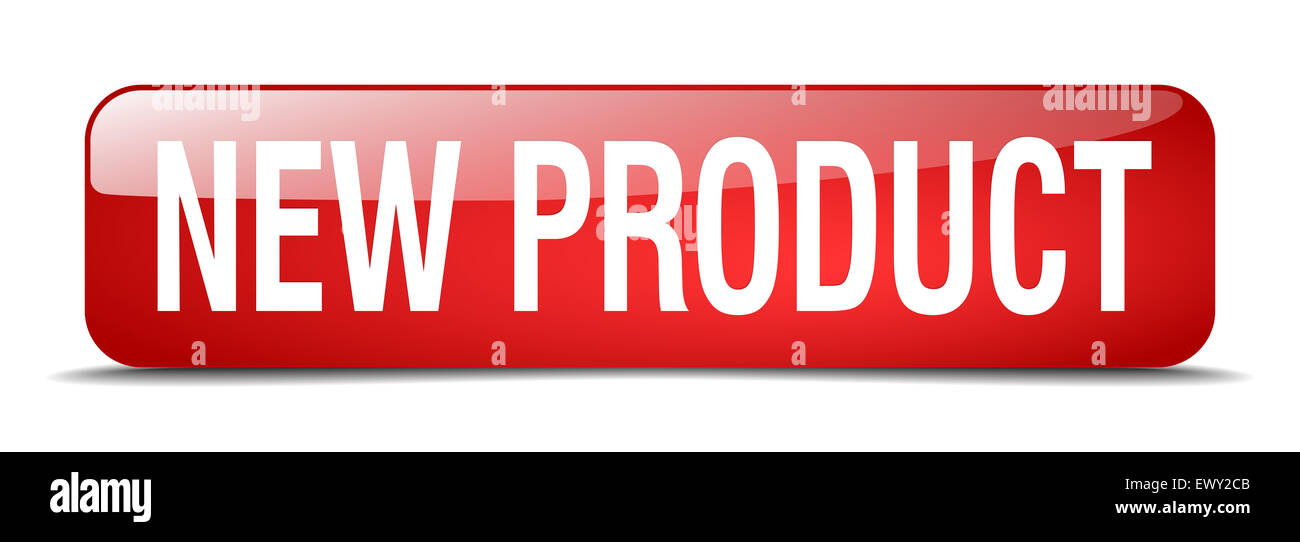 new product red square 3d realistic isolated web button Stock Photo - Alamy