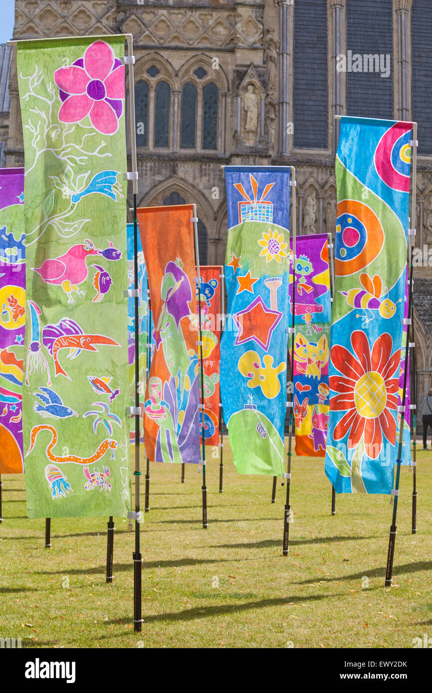 Worlds's Eye Batik Flag installation in the grounds of Salisbury ...