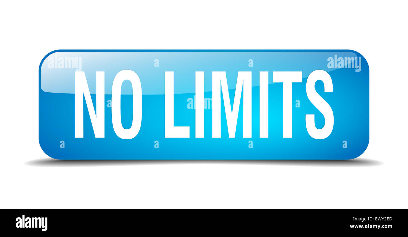 no limits blue square 3d realistic isolated web button Stock Photo - Alamy