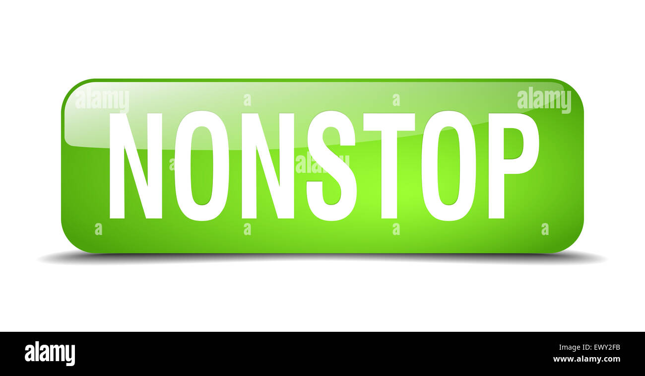 nonstop green square 3d realistic isolated web button Stock Photo - Alamy