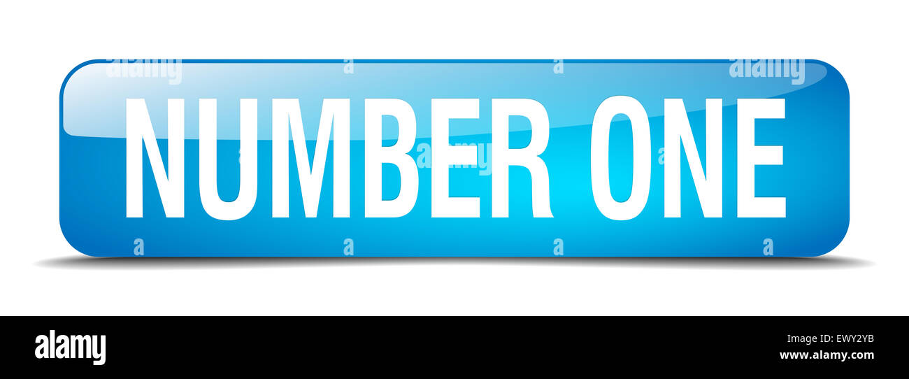 number one blue square 3d realistic isolated web button Stock Photo - Alamy