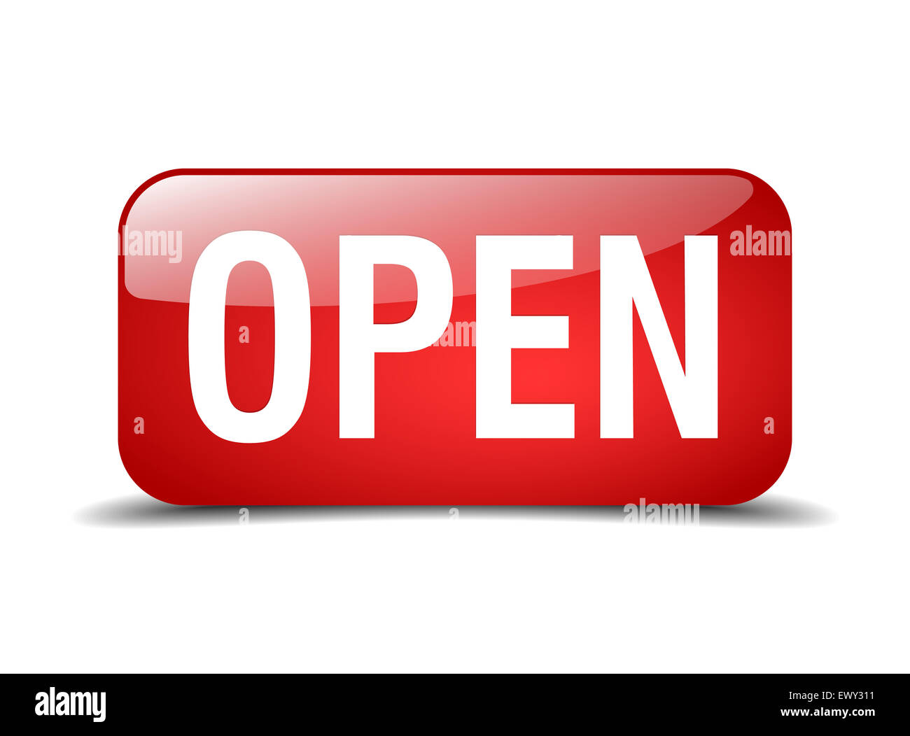 open red square 3d realistic isolated web button Stock Photo - Alamy