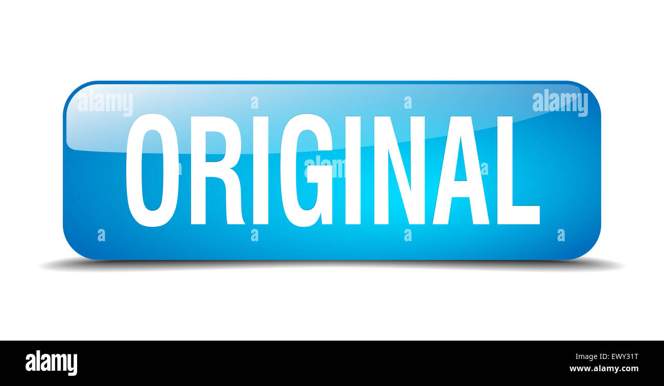 original blue square 3d realistic isolated web button Stock Photo - Alamy
