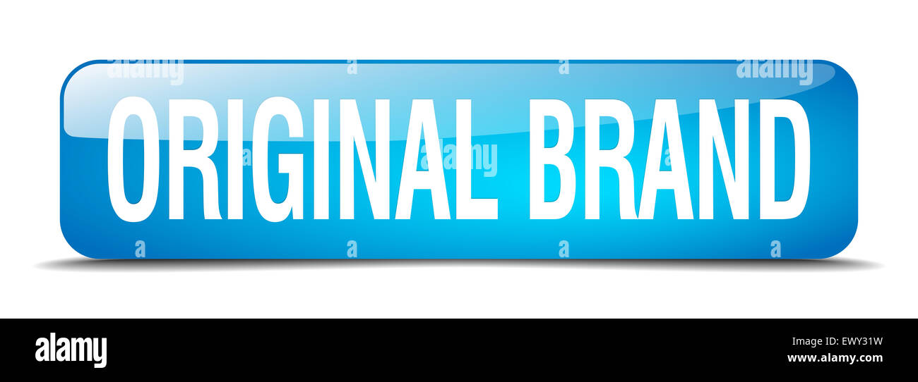 original brand blue square 3d realistic isolated web button Stock Photo ...