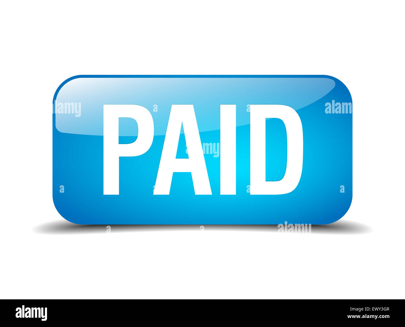 paid blue square 3d realistic isolated web button Stock Photo - Alamy