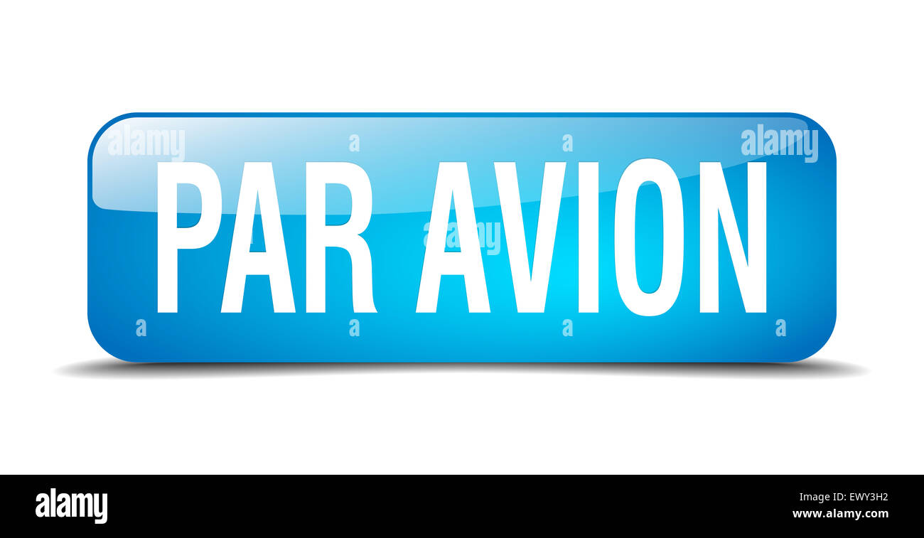par avion blue square 3d realistic isolated web button Stock Photo - Alamy