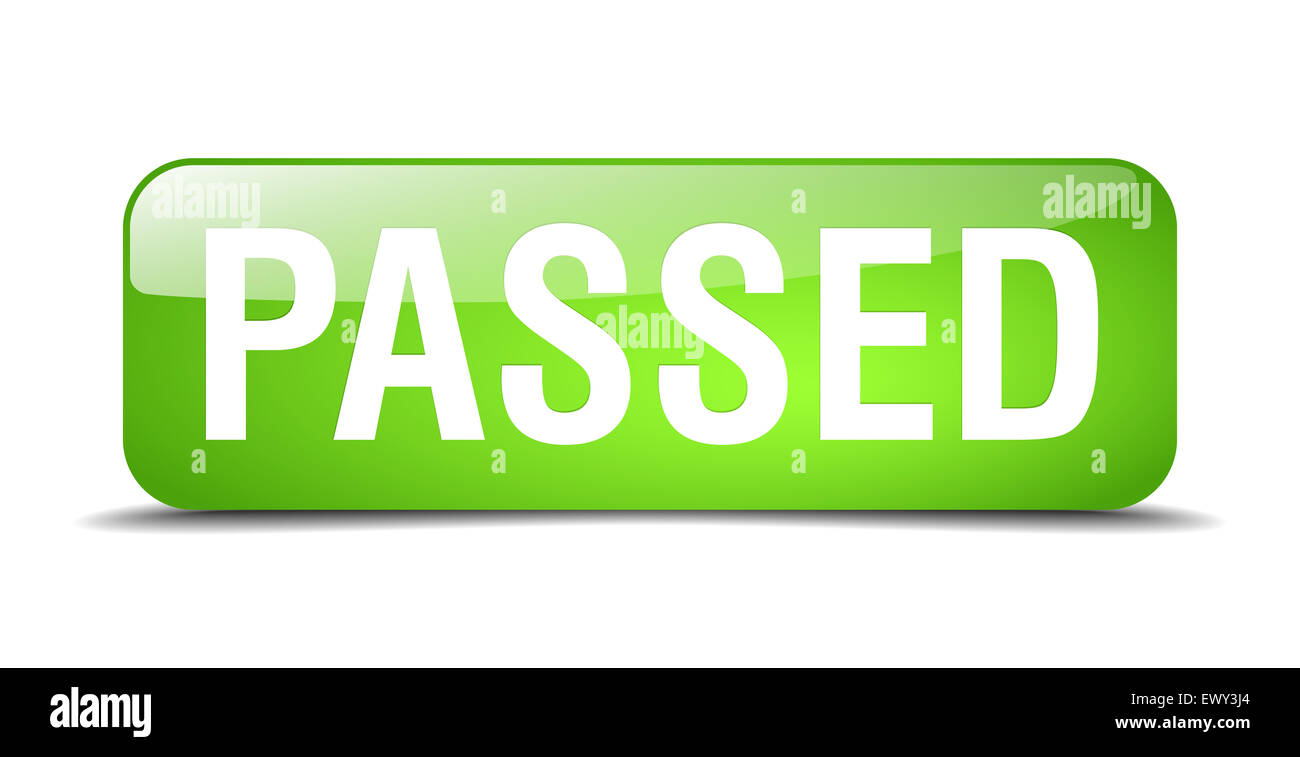 passed green square 3d realistic isolated web button Stock Photo - Alamy