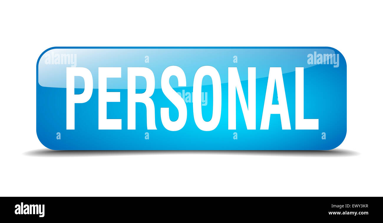 personal blue square 3d realistic isolated web button Stock Photo - Alamy