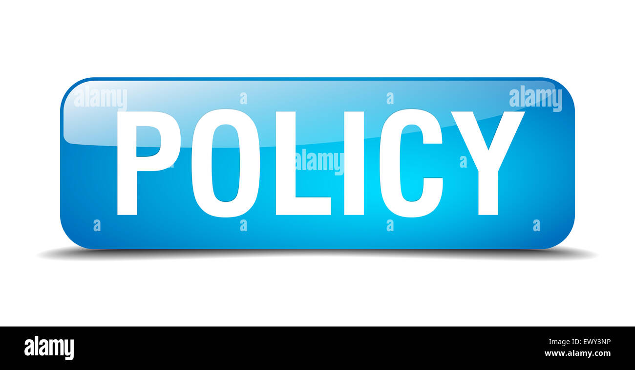 policy blue square 3d realistic isolated web button Stock Photo - Alamy