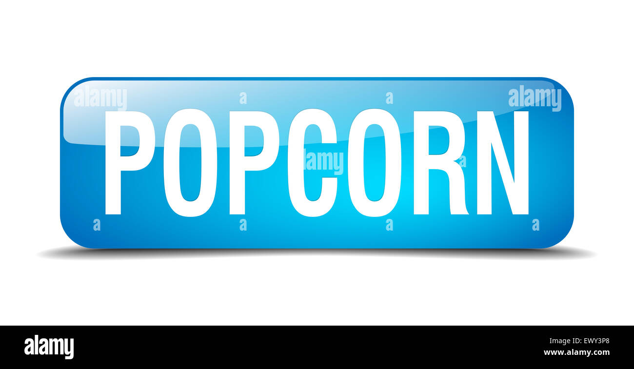 popcorn blue square 3d realistic isolated web button Stock Photo - Alamy