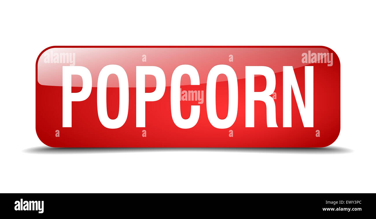 popcorn red square 3d realistic isolated web button Stock Photo - Alamy