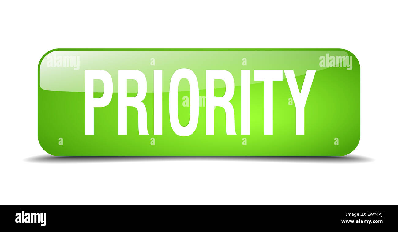 priority green square 3d realistic isolated web button Stock Photo - Alamy
