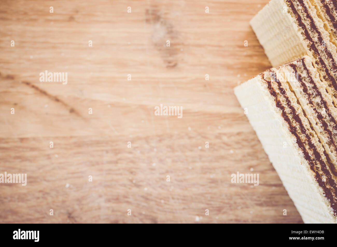 crisp and tasty wafers on a natural wood surface Stock Photo - Alamy