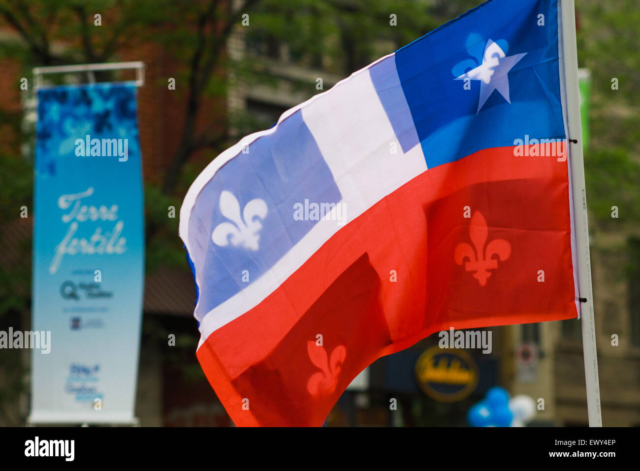 The St-Jean-Baptiste Day Parade on St. Denis in Montreal, Que Stock ...