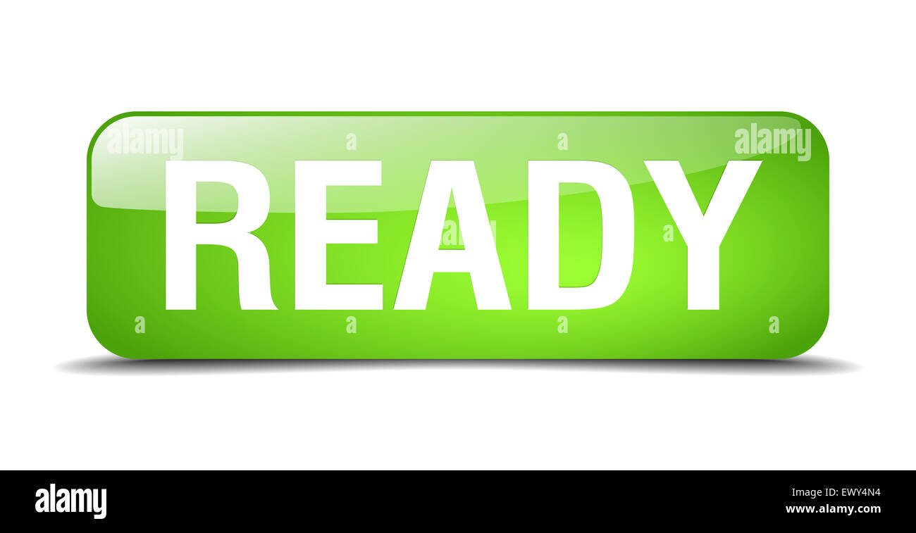 ready green square 3d realistic isolated web button Stock Photo - Alamy