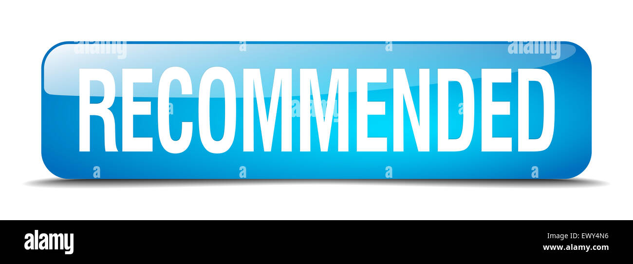 recommended blue square 3d realistic isolated web button Stock Photo ...