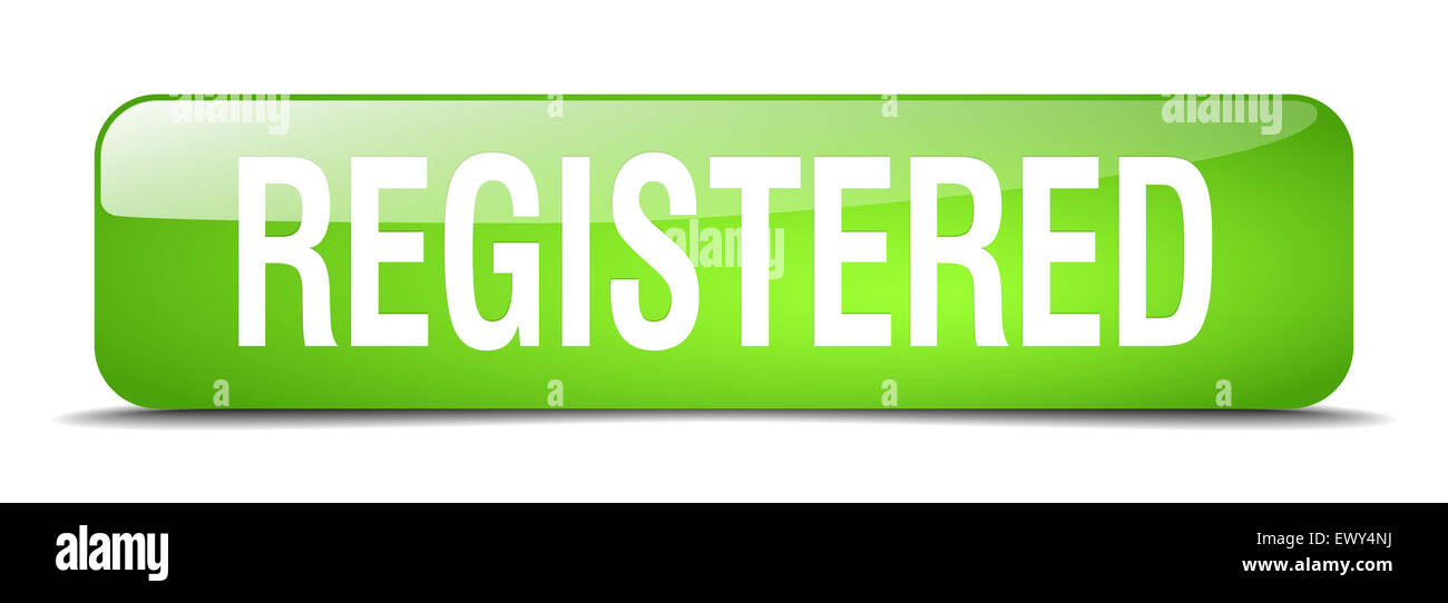 registered green square 3d realistic isolated web button Stock Photo ...