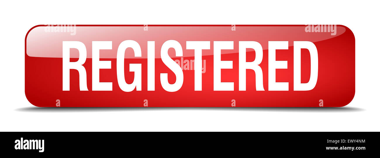 registered red square 3d realistic isolated web button Stock Photo - Alamy