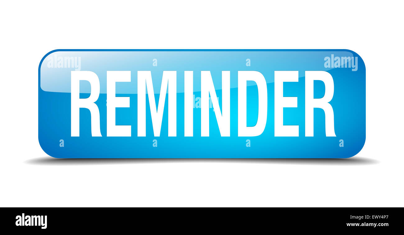reminder blue square 3d realistic isolated web button Stock Photo - Alamy
