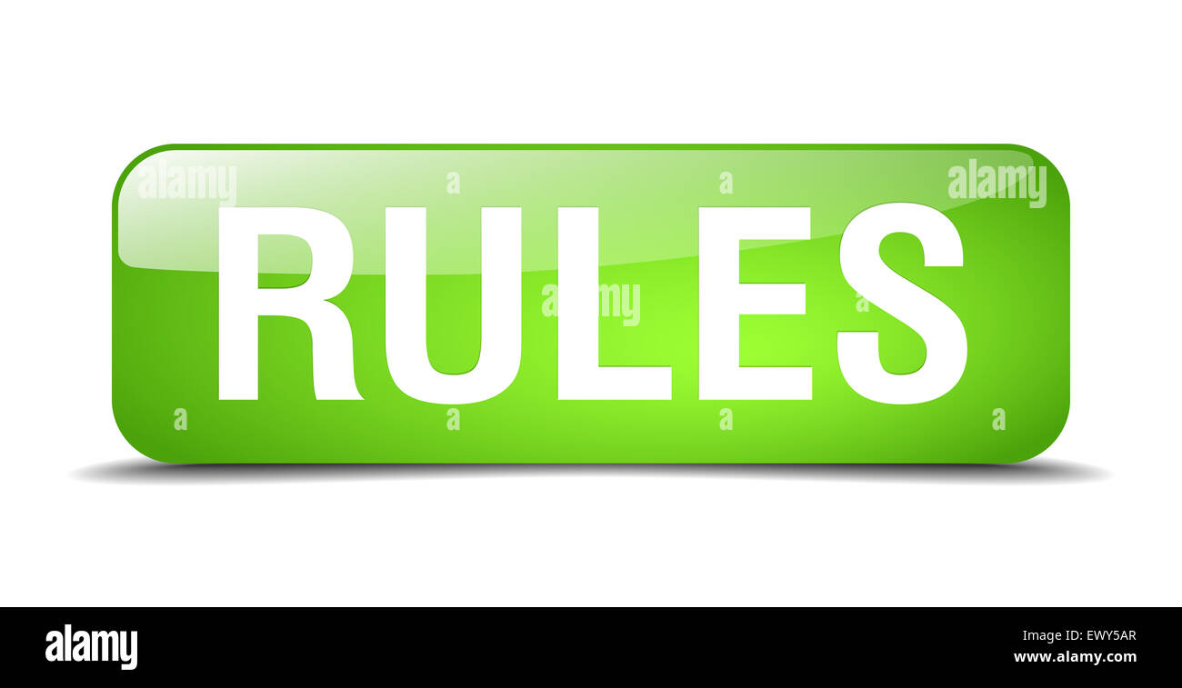 rules green square 3d realistic isolated web button Stock Photo - Alamy