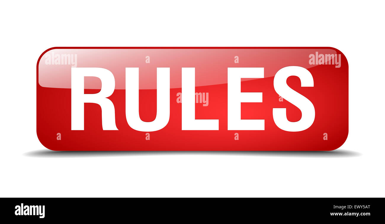 rules red square 3d realistic isolated web button Stock Photo - Alamy