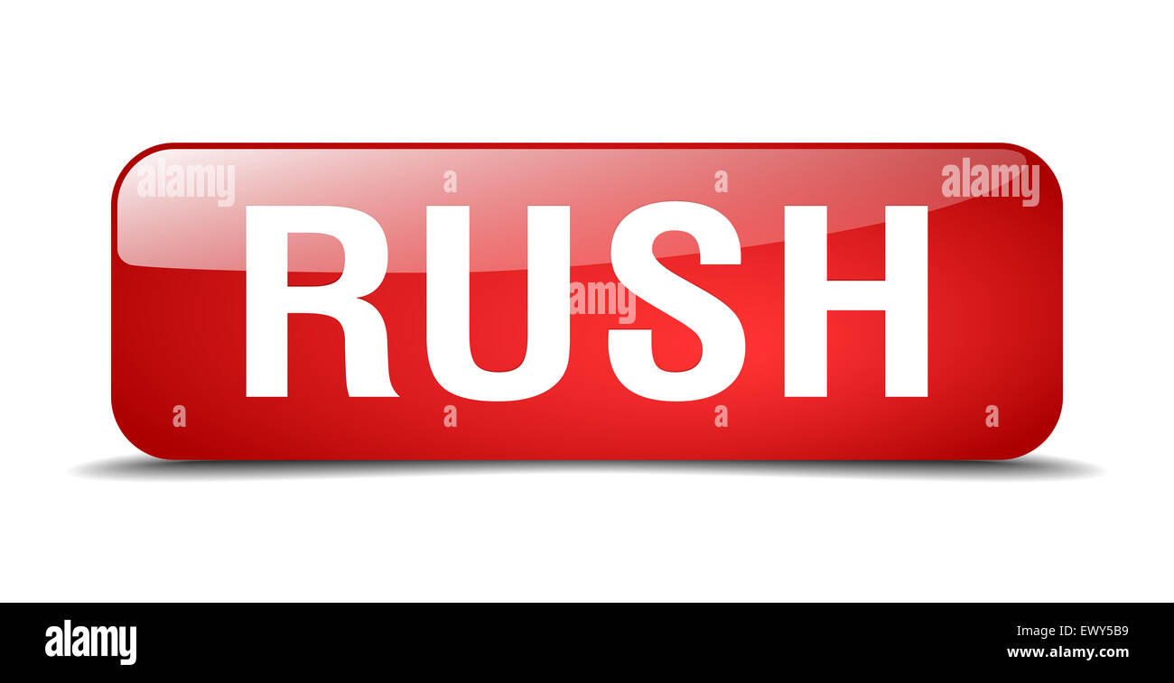rush red square 3d realistic isolated web button Stock Photo - Alamy