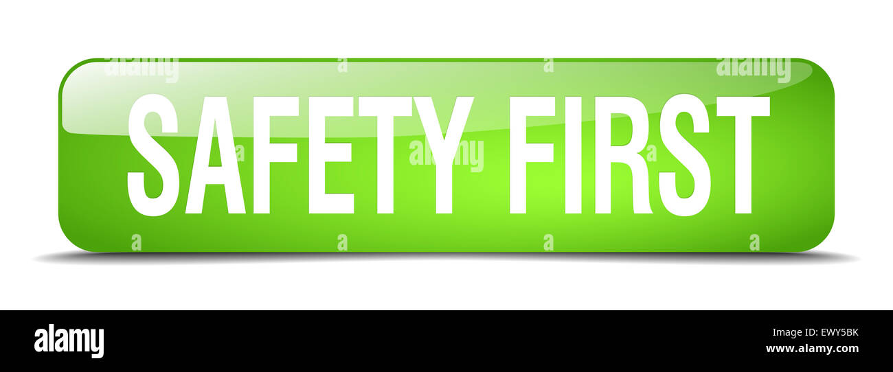 safety first green square 3d realistic isolated web button Stock Photo ...