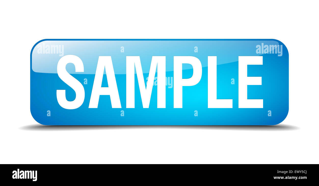 sample blue square 3d realistic isolated web button Stock Photo - Alamy