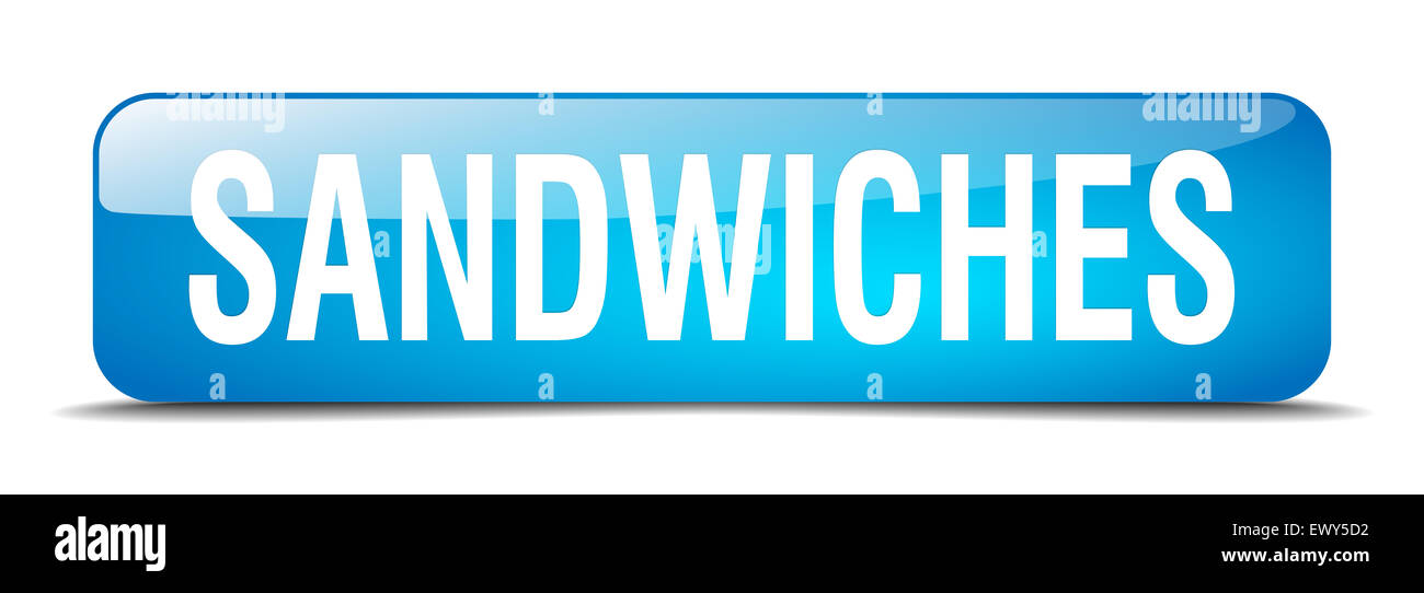 sandwiches blue square 3d realistic isolated web button Stock Photo - Alamy