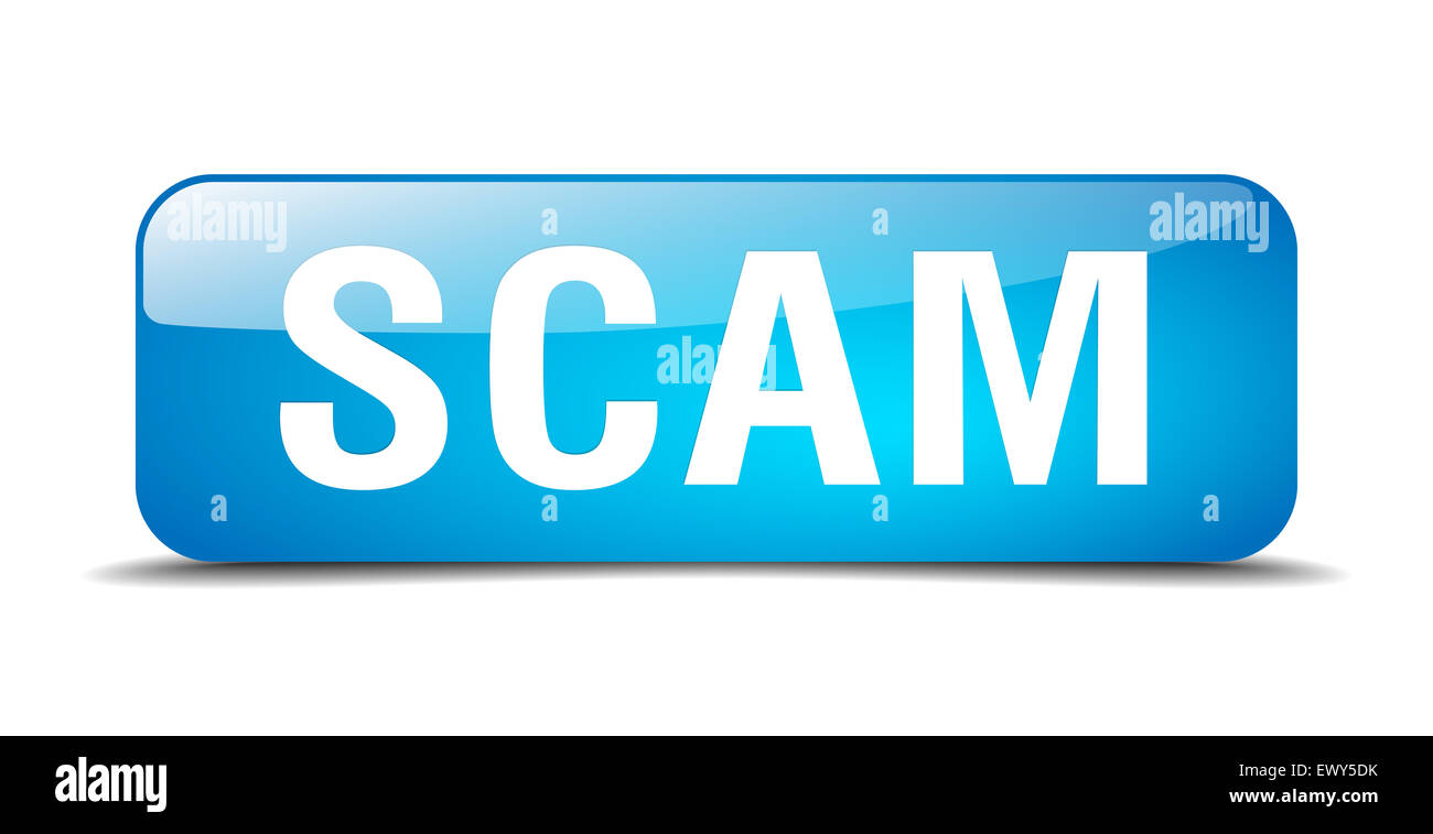 scam blue square 3d realistic isolated web button Stock Photo - Alamy