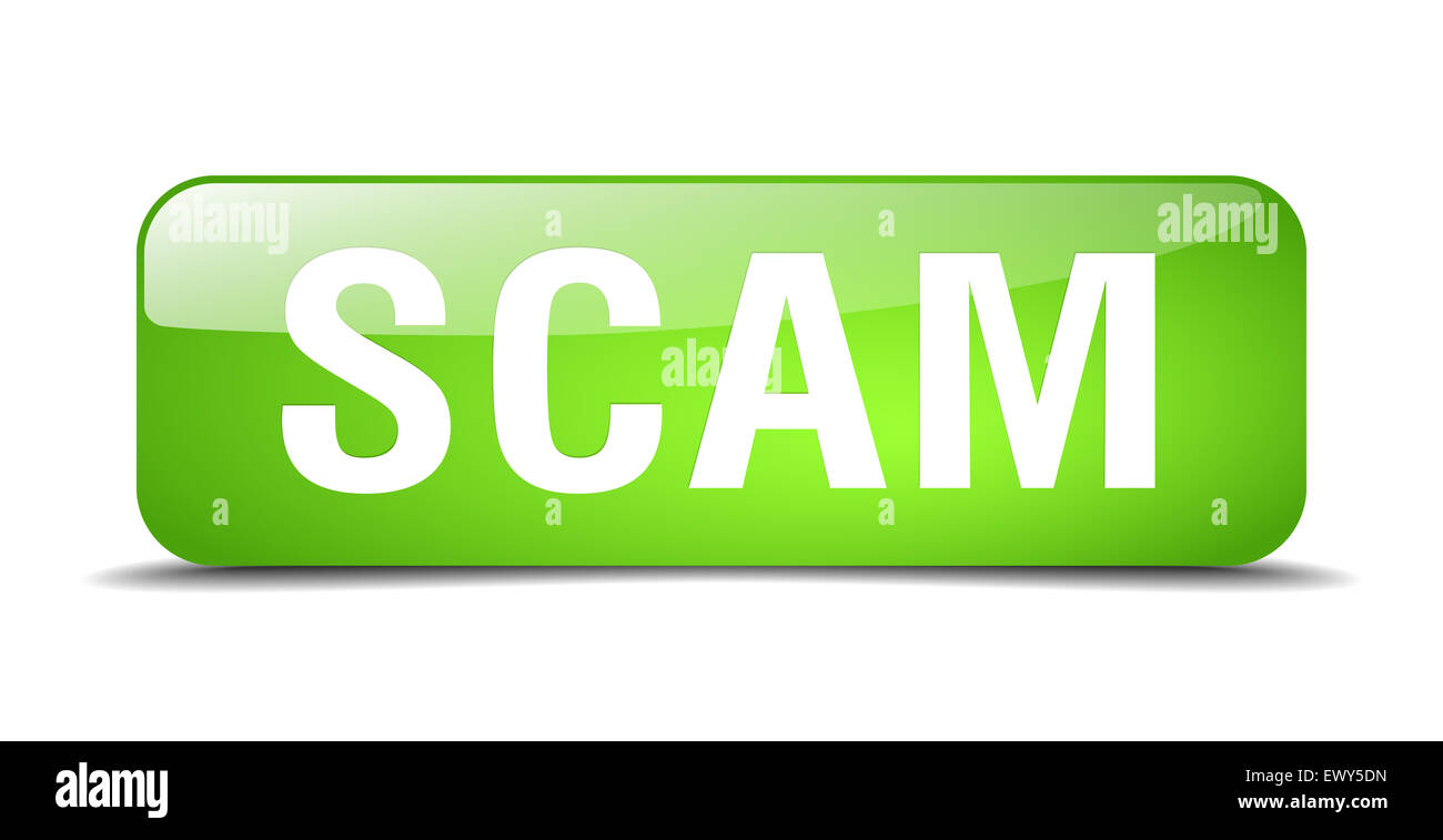 scam green square 3d realistic isolated web button Stock Photo - Alamy