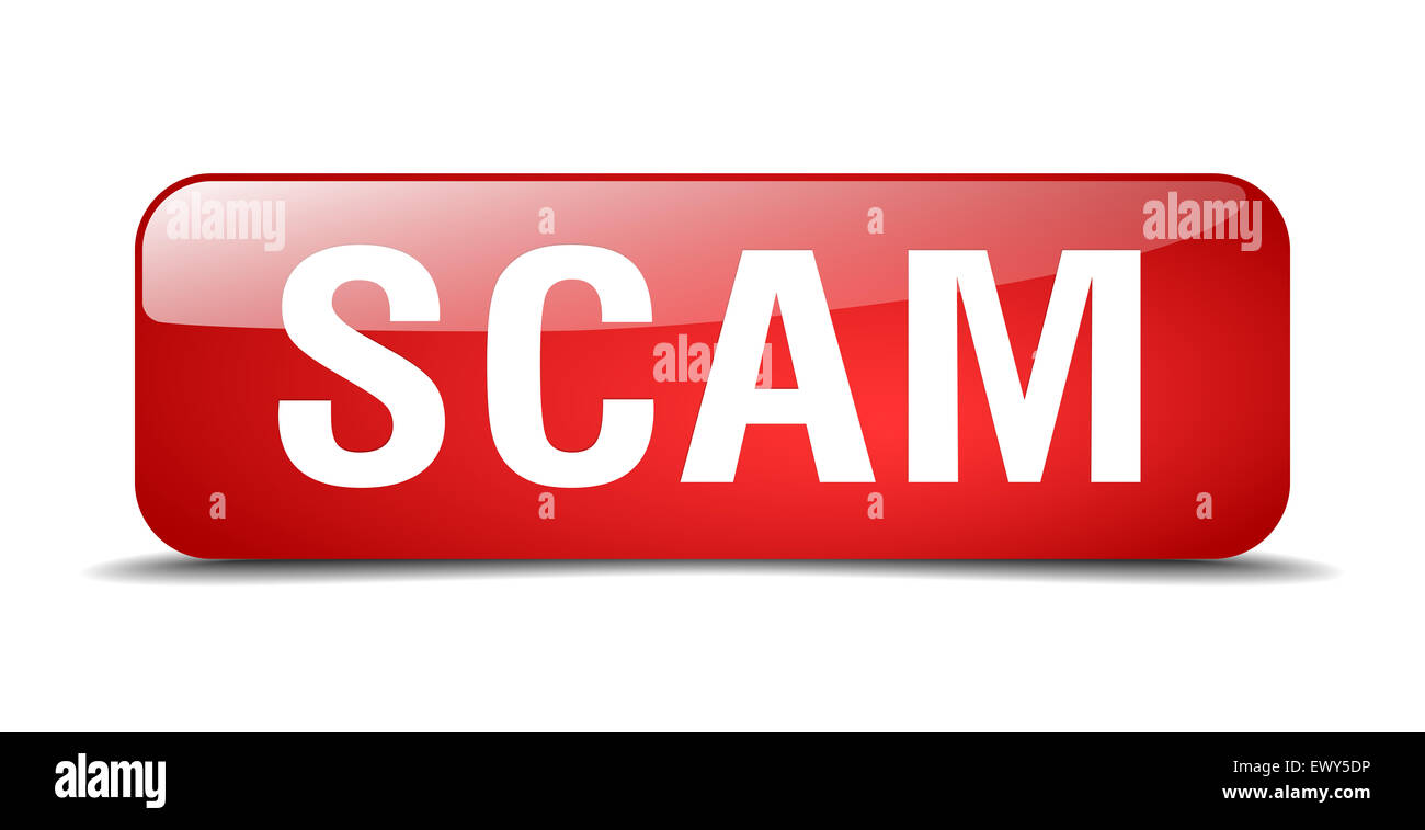 scam red square 3d realistic isolated web button Stock Photo - Alamy