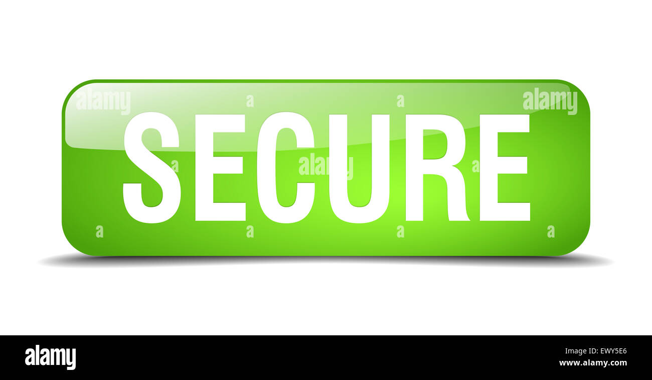 secure green square 3d realistic isolated web button Stock Photo - Alamy