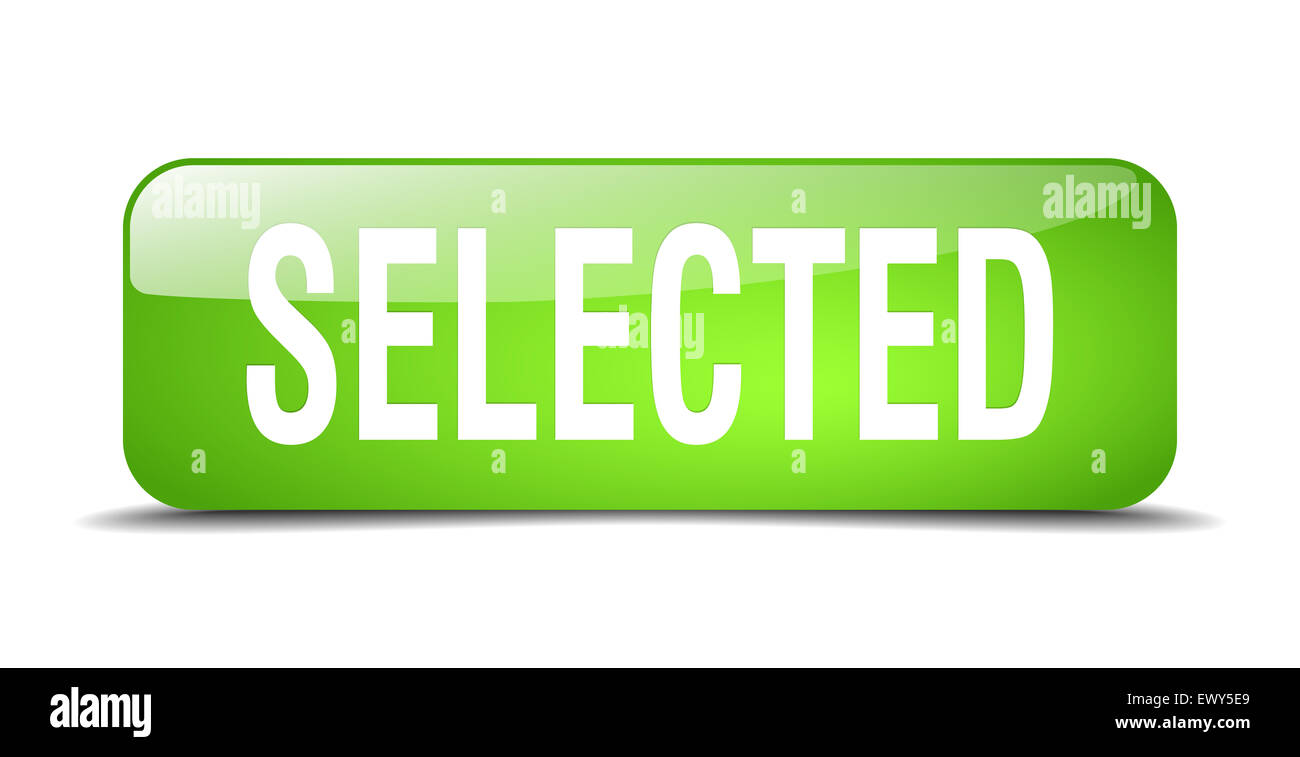 selected green square 3d realistic isolated web button Stock Photo - Alamy